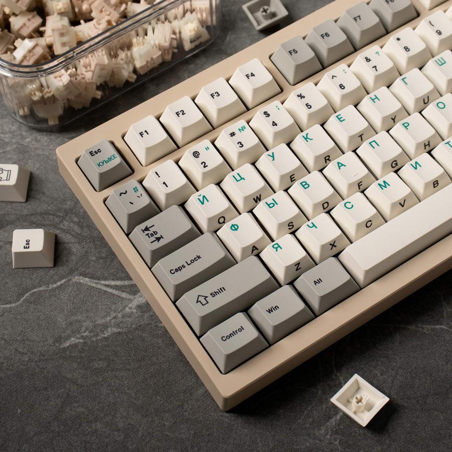 Jual Keycaps PBT Dye Sub Cherry Profile Retro Russian Greenish Cyan ...
