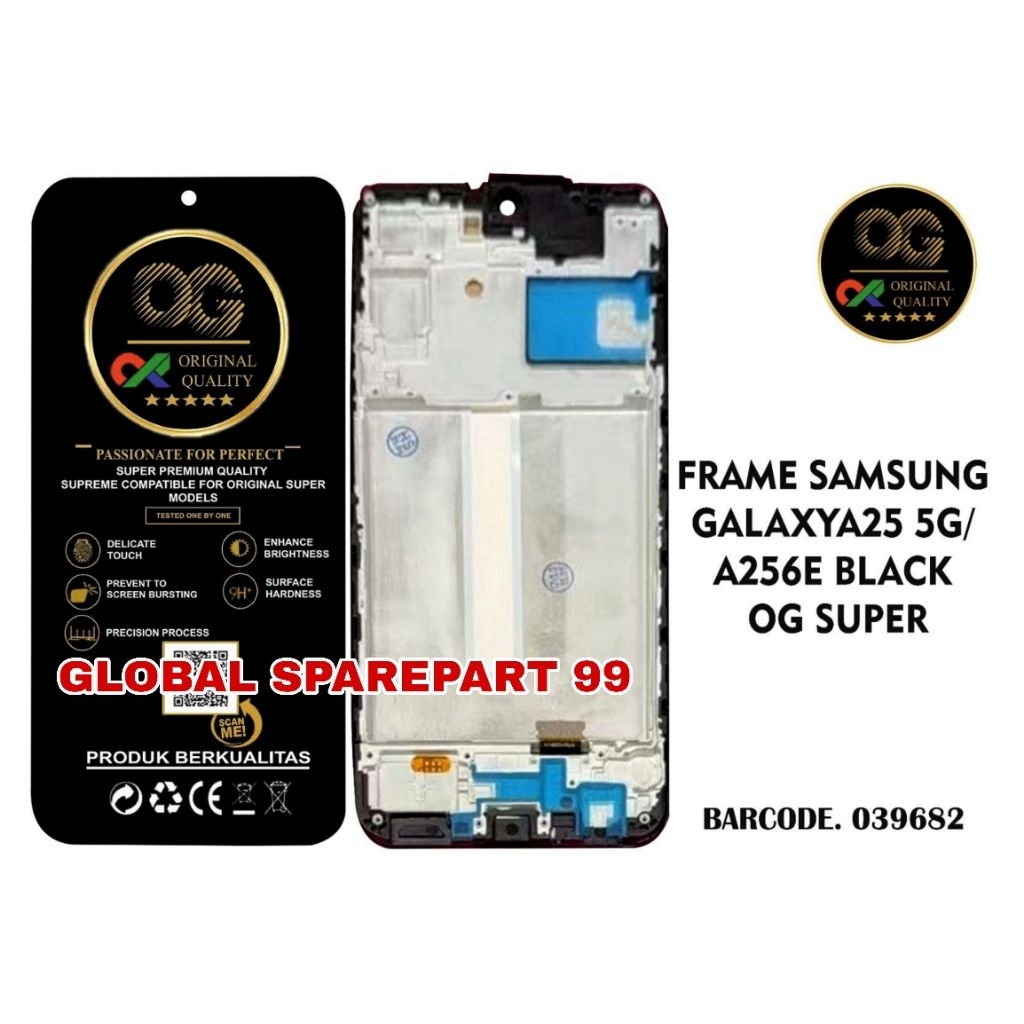 Jual LCD SAMSUNG GALAXY A25 5G A256 A256E +FRAME BLACK OG SUPER ...