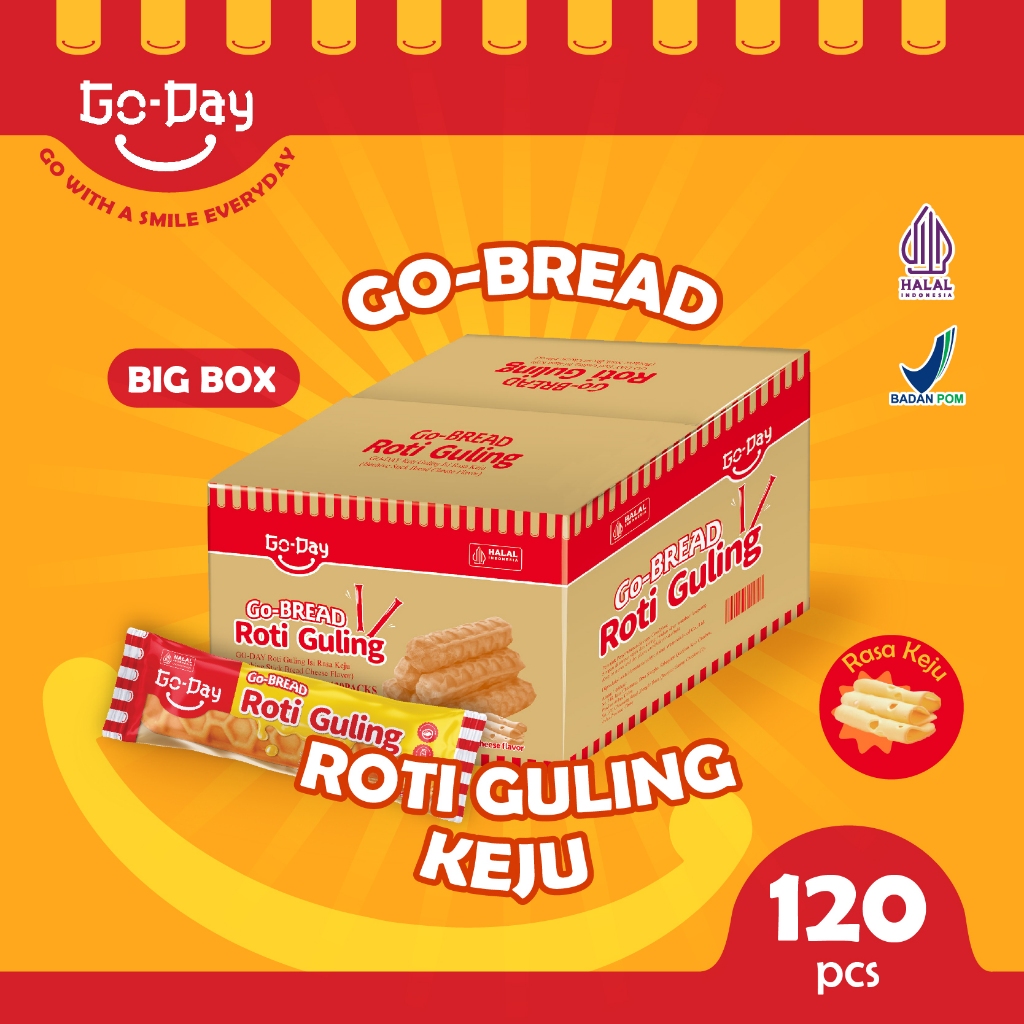 Jual Go-Day Go-Bread Roti Guling Rasa Keju 1 Dus Isi 120 Pcs | Shopee ...