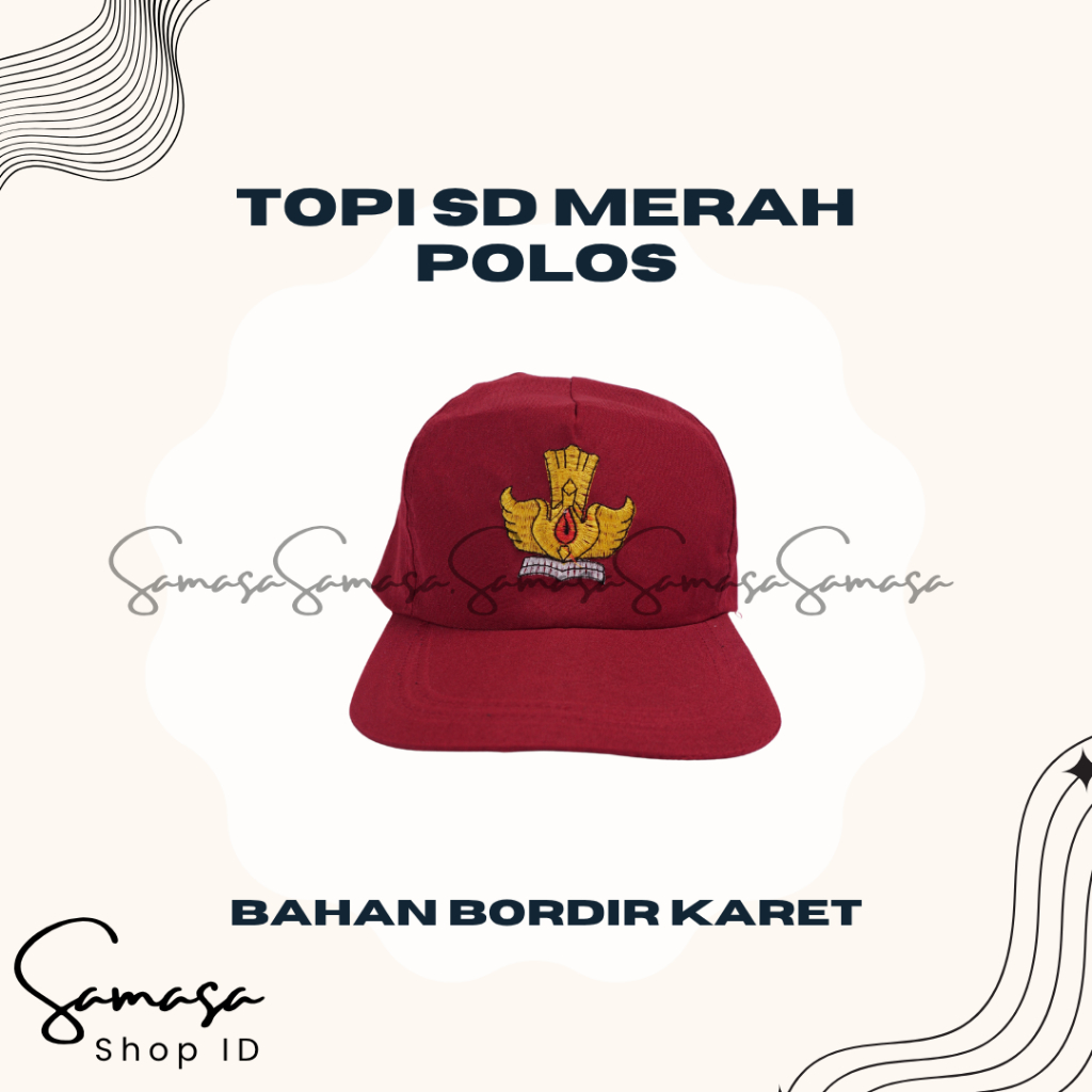 Jual Topi SD Merah Polos Bordir karet (TANPA BORDIR NAMA) | Shopee ...
