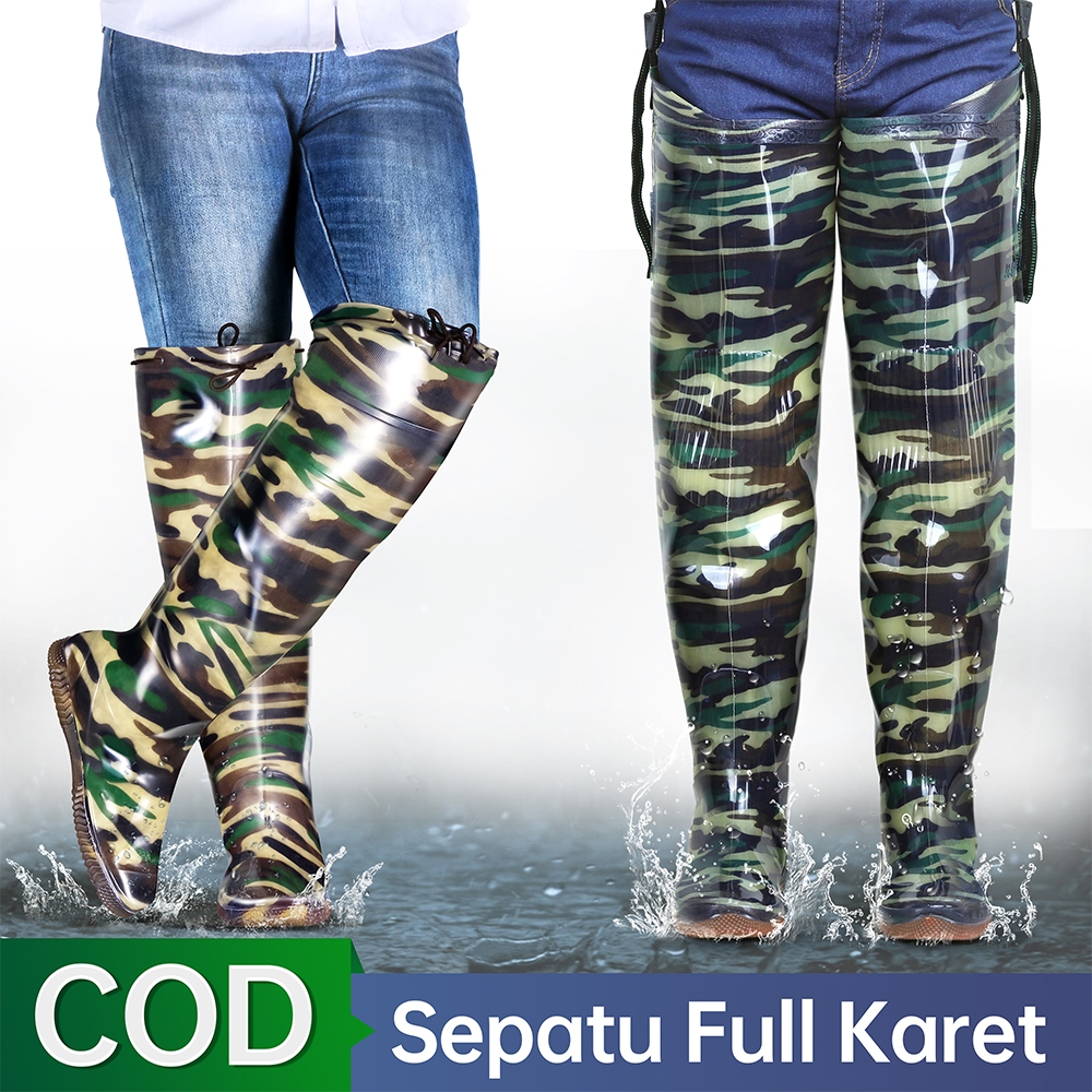 Jual Sepatu Boots Tahan Air Full Karet Anti Ular untuk Petani Panjang ...