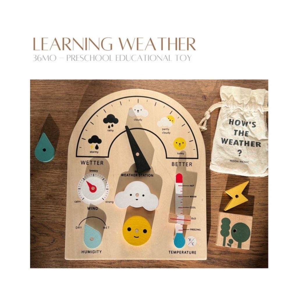 Jual Wooden Weather Station Board / LEARNING WEATHER / Educational Toy ...