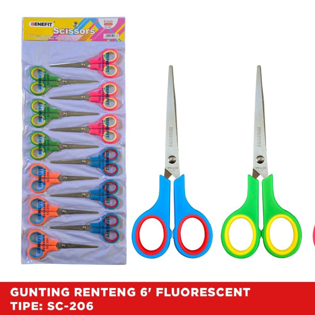Jual 1 Renceng Gunting Benefit Isi 12 Pcs HITAM & WARNA ( Kualitas ...