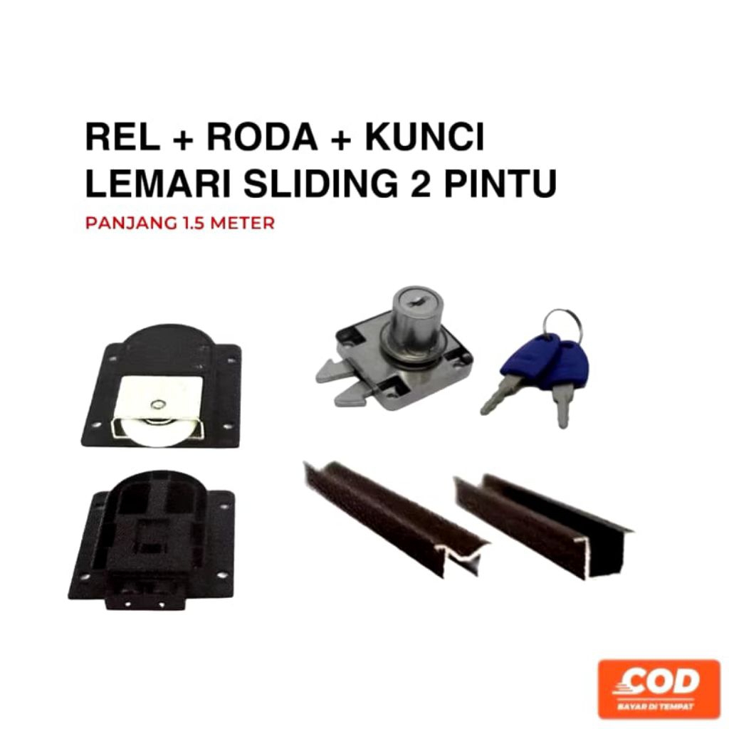 Jual Paket Rel Sliding 2 Pintu Model Tanam 3141 Plus Roda Kunci Pintu Lemari Geser | Shopee ...