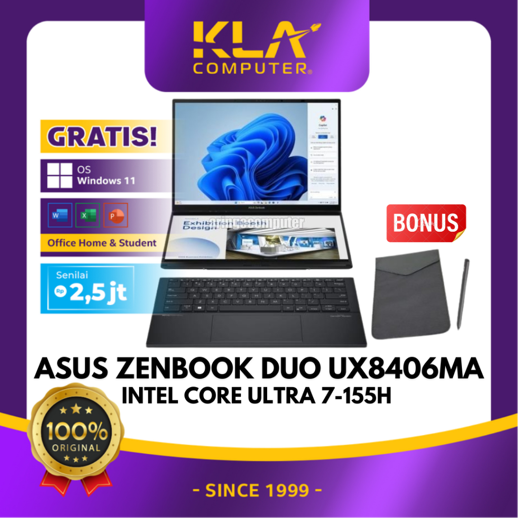 Jual Asus Zenbook Duo UX8406MA /Intel Core Ultra 7-155H/16GB/1TB SSD/14 ...