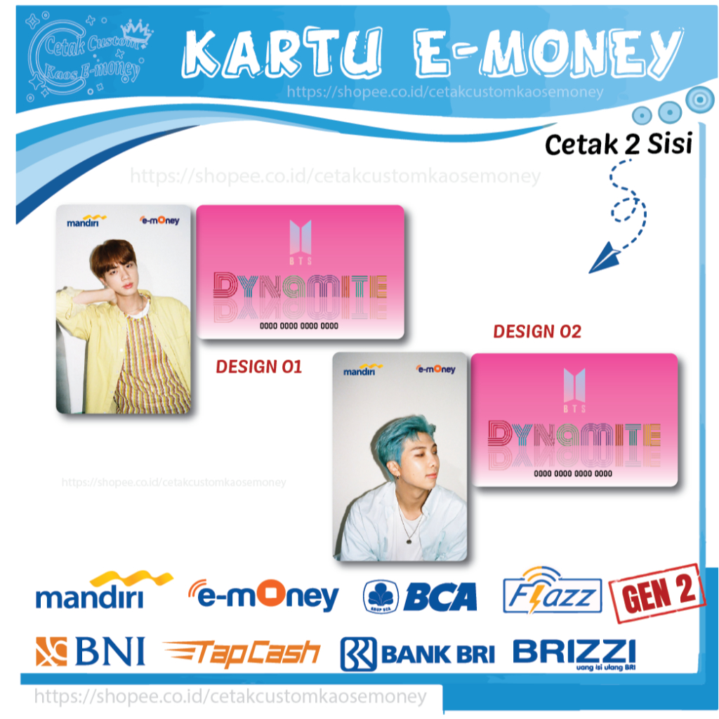 Jual KARTU EMONEY ETOLL KPOP BTS JIN & RM DYNAMITE MANDIRI EMONEY BNI ...