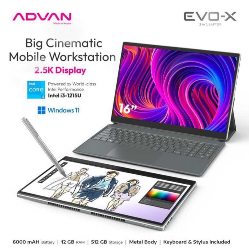 Jual ADVAN Notebook EVO-X 2in1 Intel Core i3-1215U 12GB LPDDR5 512GB ...