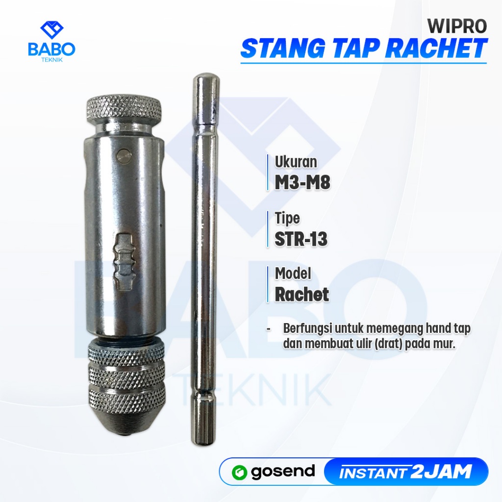 Jual WIPRO STR13 Gagang Hand Tap Rachet | Stang Tap Ratchet M3 - M8 | Shopee Indonesia