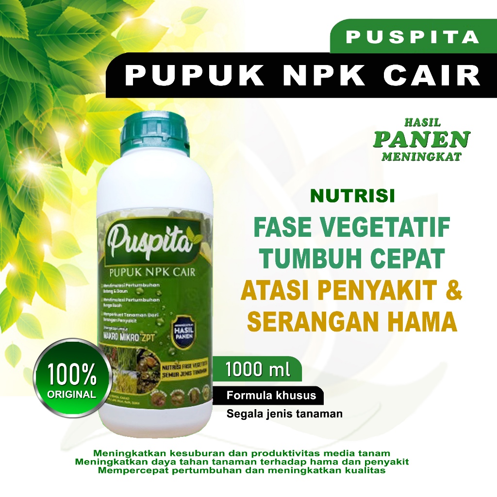 Jual Puspita Pupuk Npk Cair Nutrisi Fase Vegetatif Masa Pertumbuhan Lebih Cepat Anti Hama Dan ...