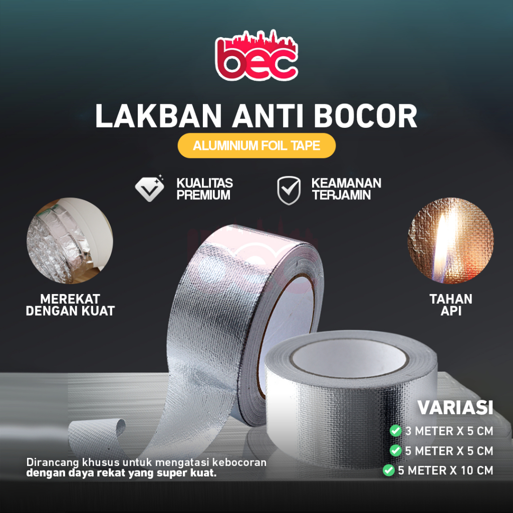 Jual [BEC] Lakban Anti Bocor Lem Anti Air Aluminium Foil Butyl Super Waterproof Tape Tambal ...