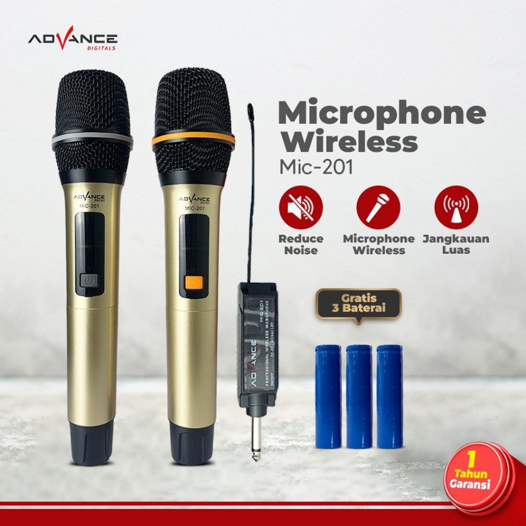 Jual ADVANCE Professional Wireless Microphone MIC-201 GOLD | Shopee ...