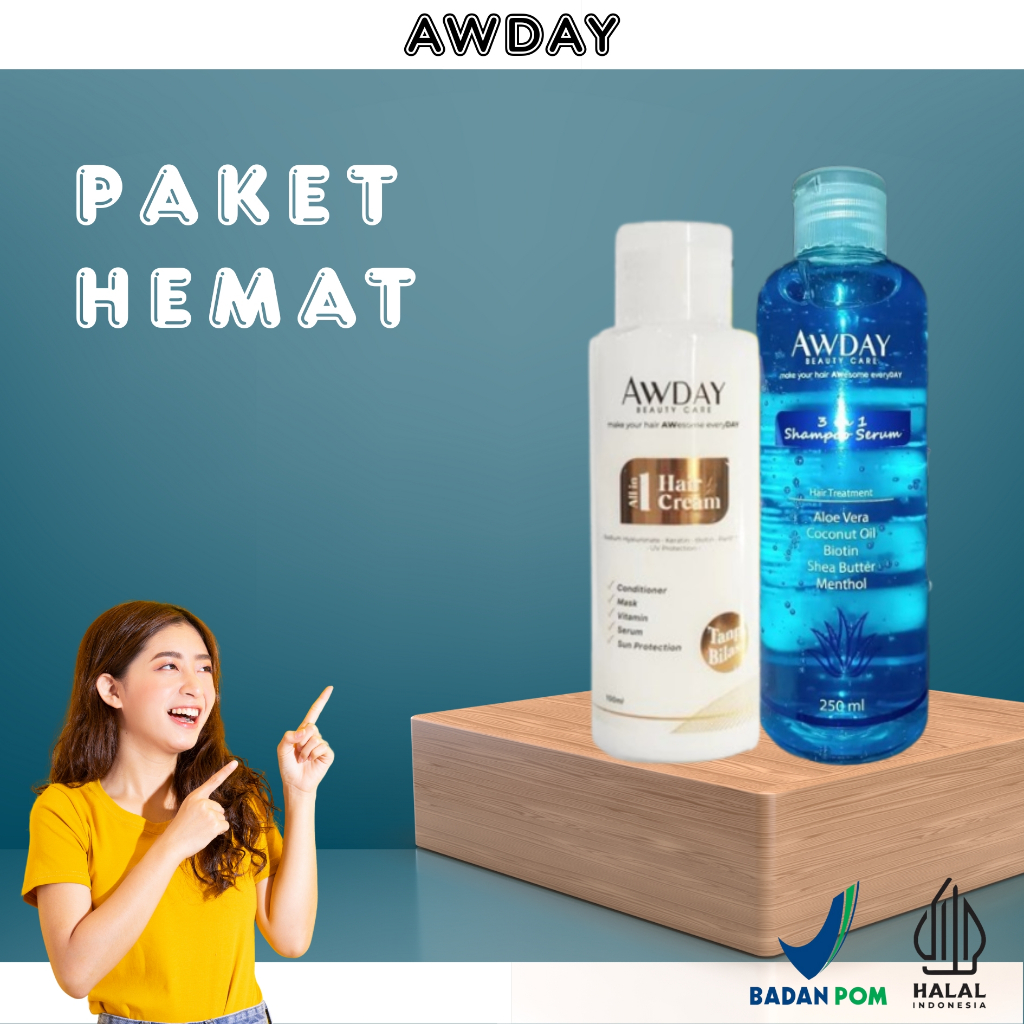 Jual Paket Murah AWDAY Shampoo 3 in 1 Dan Hair Cream Cepat Menumbuhkan ...