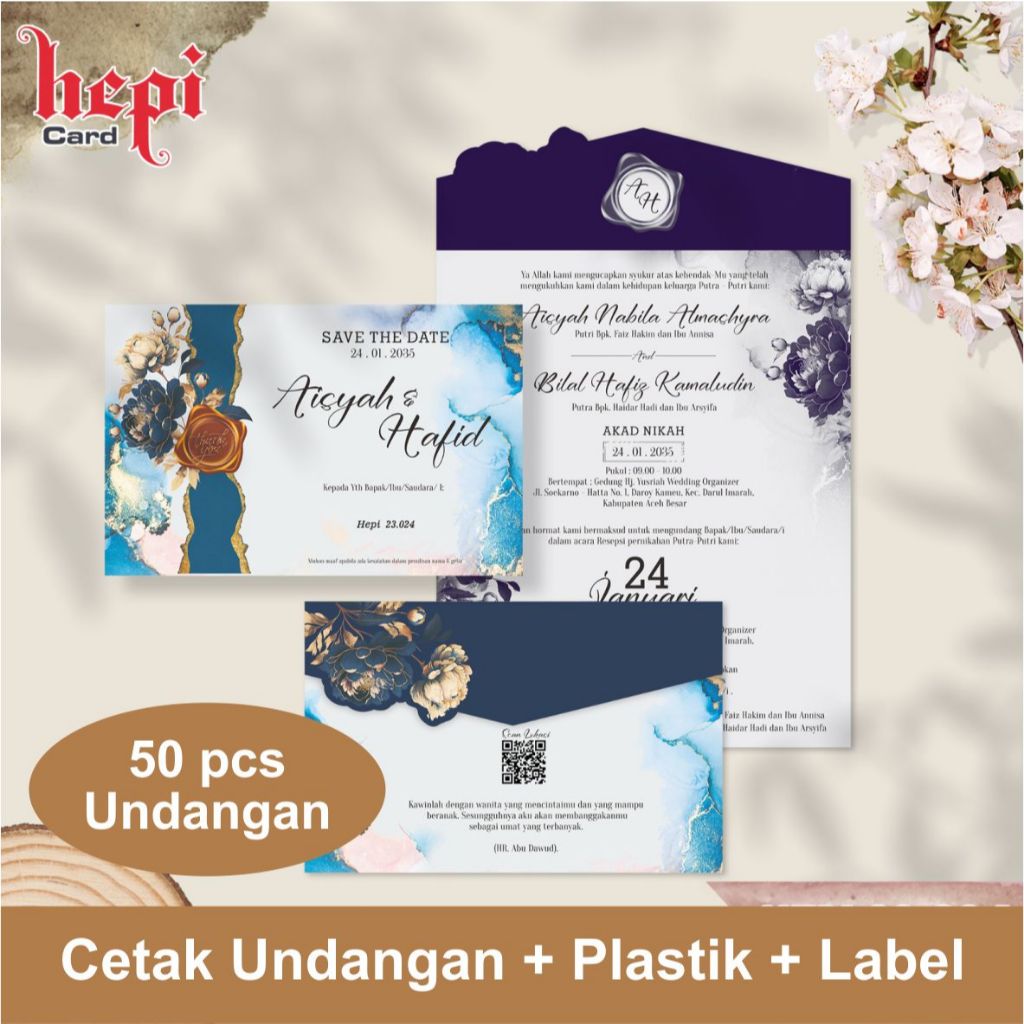 Jual 50PCS CETAK UNDANGAN PERNIKAHAN HEPI | Shopee Indonesia