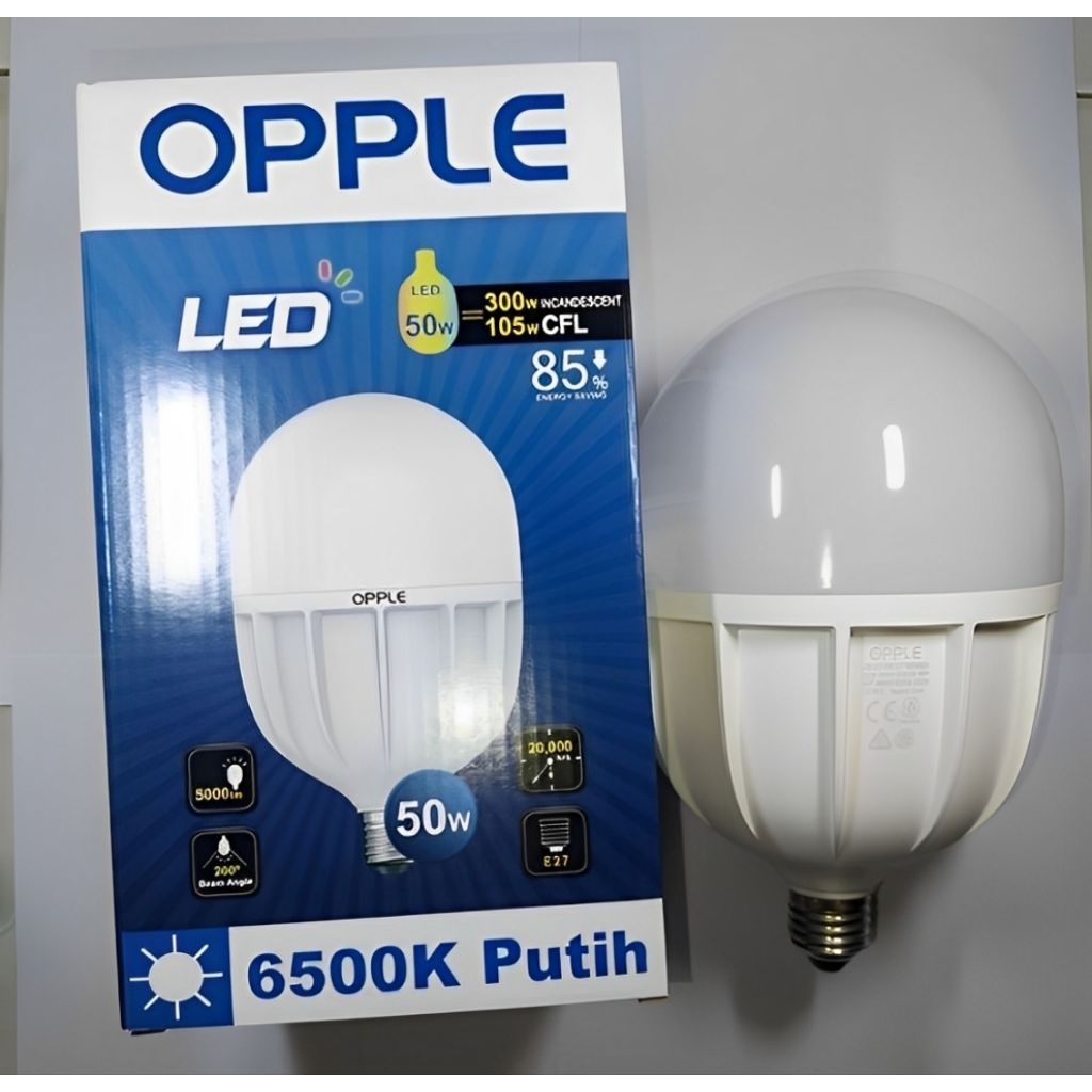 Jual Lampu Led Opple 50W HPB Cahaya Putih 6500k Garansi 1 Tahun | Shopee Indonesia
