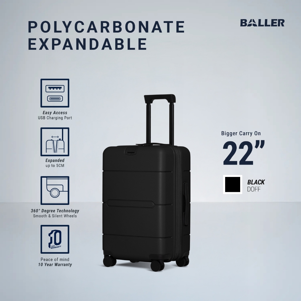 Jual BALLER Koper Expandable Zipper Polycarbonate Bigger Carry On 22 ...