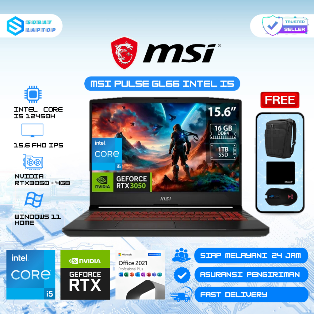 Jual Laptop MSI Gaming Pulse GL66 Intel Core i5 12450H Ram 32GB 1TB SSD ...