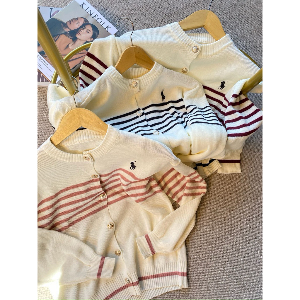 Jual POLO CARDIGAN RAJUT BERGARIS PREMIUM | Shopee Indonesia