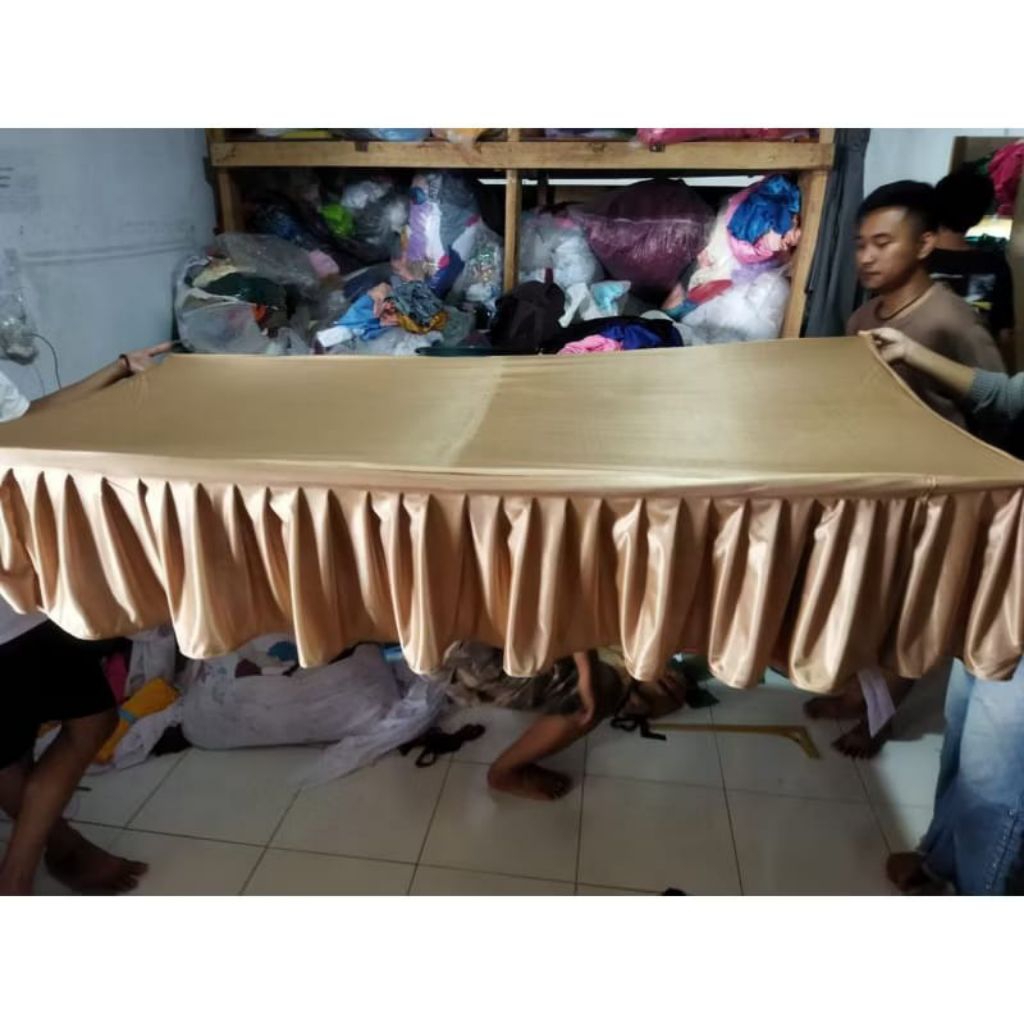 Jual Cover meja uk 205 x 47 tinggi 30 cm / bahan kain filamin kain ...