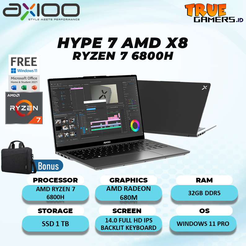 Jual AXIOO HYPE 7 AMD X8-1 RYZEN 7 6800H RAM 32GB SSD 1TB WINDOWS 11 PRO + OFFICE 14.0 INCH FULL ...