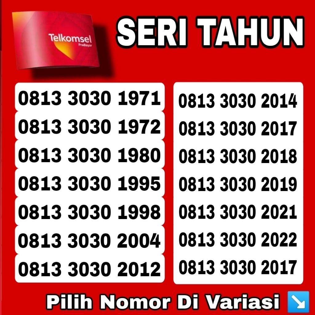 Jual KARTU PERDANA TELKOMSEL NOMOR CANTIK SIMPATI SERI TAHUN | Shopee Indonesia