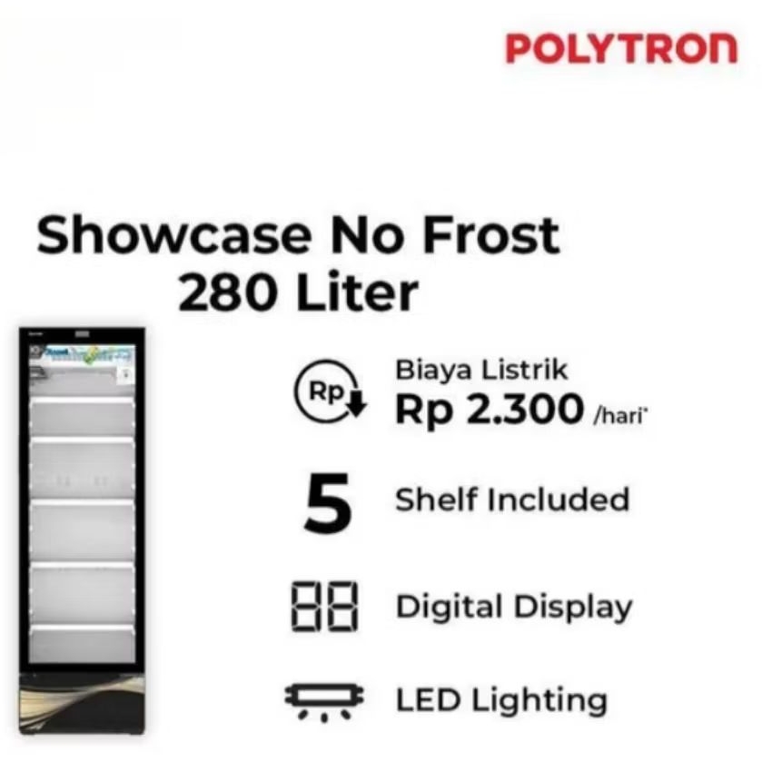 Jual Showcase Polytron 280 ltr 5 rak No frost SCN-288 | Shopee Indonesia