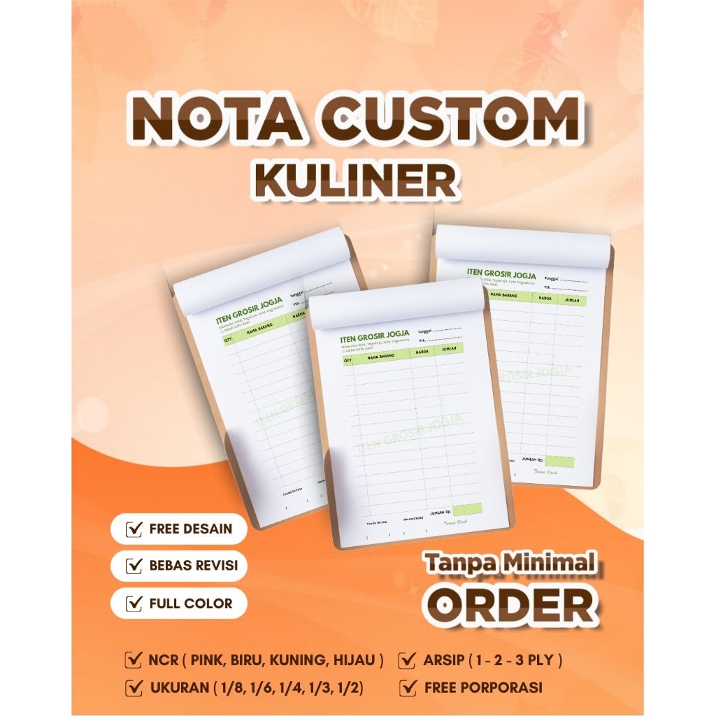 Jual CUSTOM NOTA UMKM | NOTA MAKANAN | NOTA MINUMAN | NOTA SNACK | NOTA ...
