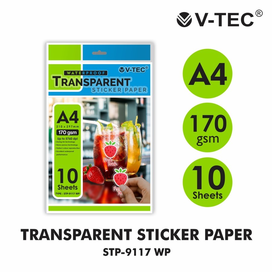 Jual Kertas Stiker Transparan A4 V-TEC/Transparent Sticker Paper ...
