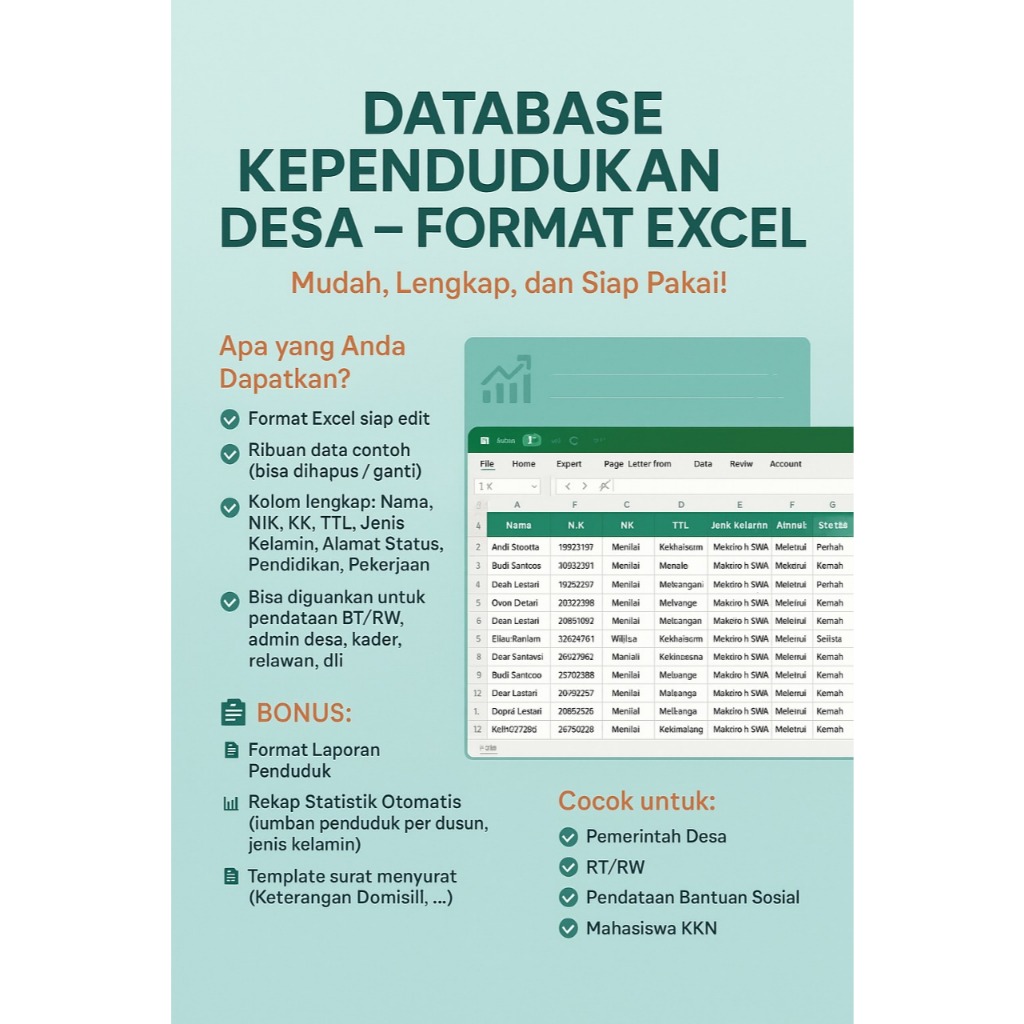 Jual TEMPLATE DATABASE KEPENDUDUKAN DESA - FORMAT EXCEL PREMIUM ...