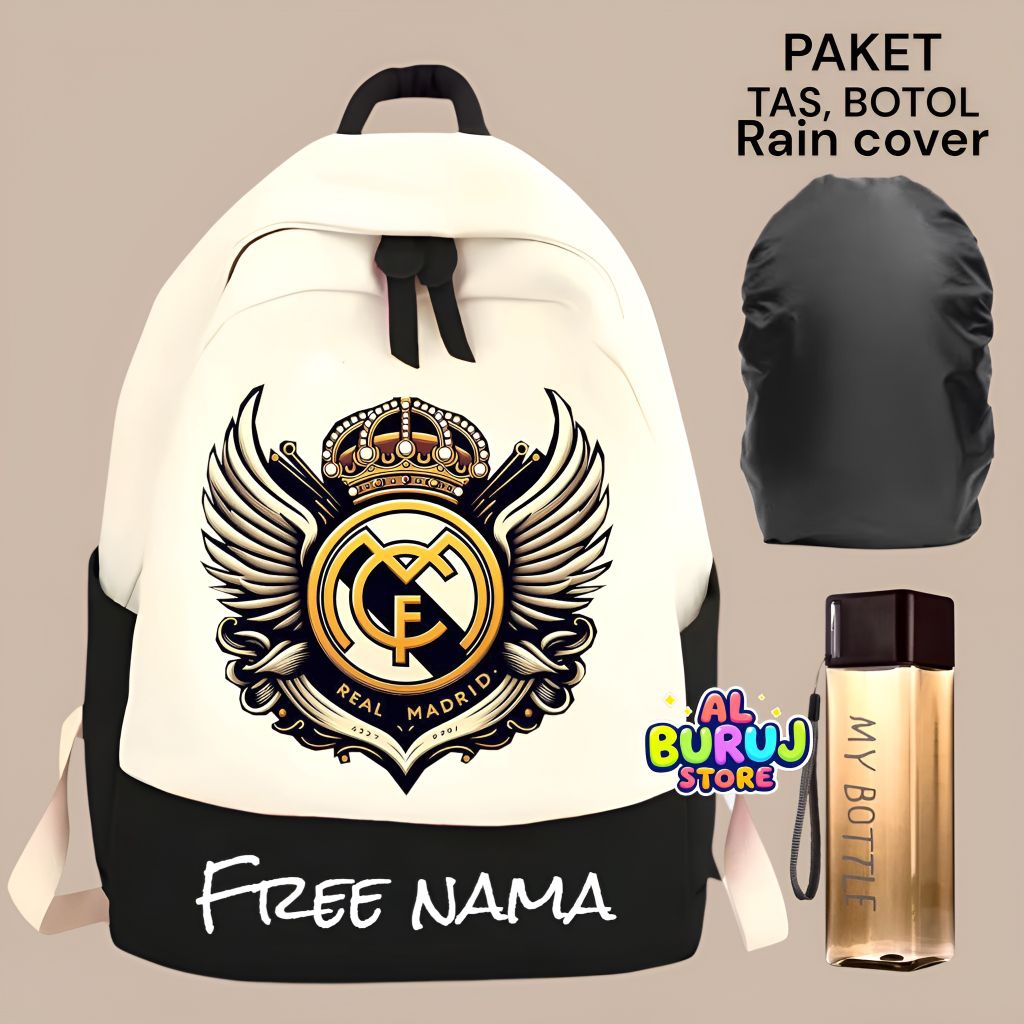 Jual Alburujstore - Tas Ransel Sekolah Anak SD SMP Motif bola Bonus botol dan Rain cover Tas ...