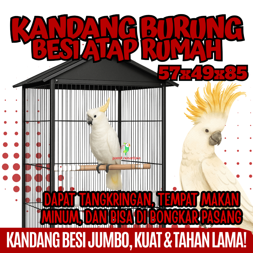 Jual Kandang Besi Parrot Atap Rumah Umbaran Kokoh - terbuat dari besi ...