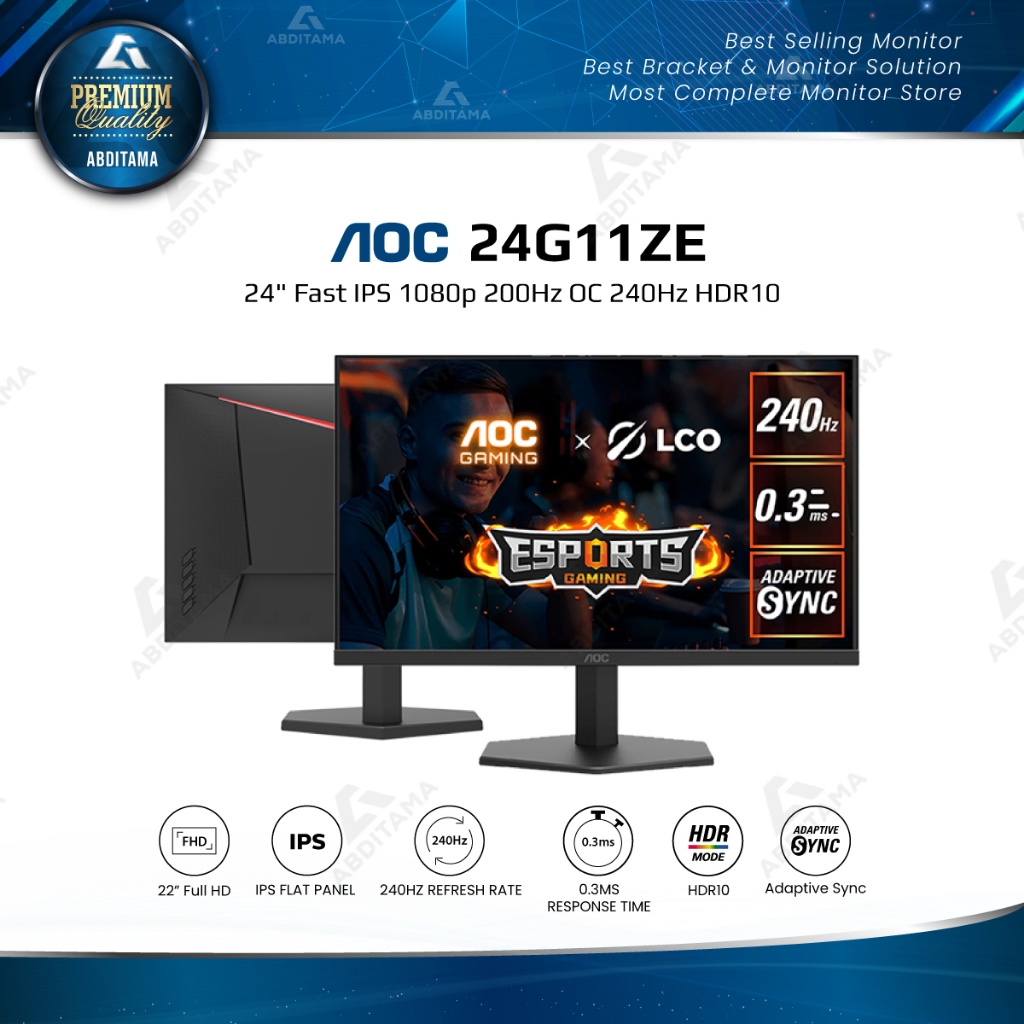 Jual Monitor LED AOC 24G11ZE 24" Fast IPS 1080p 200Hz OC 240Hz HDMI 2 ...