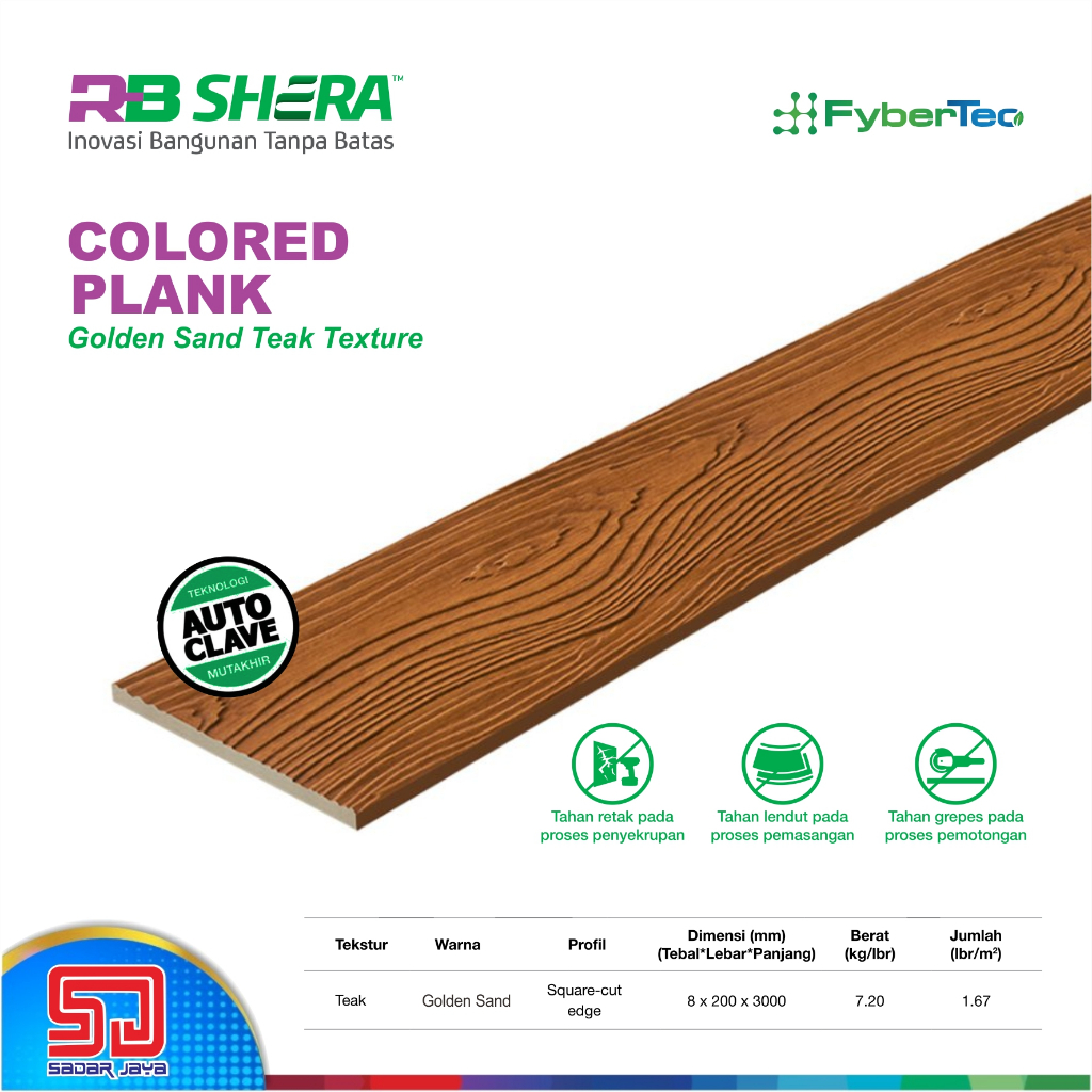 Jual RB SHERA Plank Teak Golden Sand 20cm x 3meter x 8mm Lisplang Warna ...