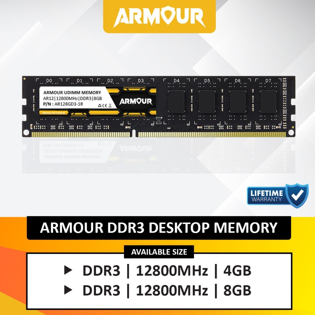 Jual RAM | Memory PC ARMOUR DDR3 4GB | 8GB 1600MHZ LONGDIMM | Shopee Indonesia