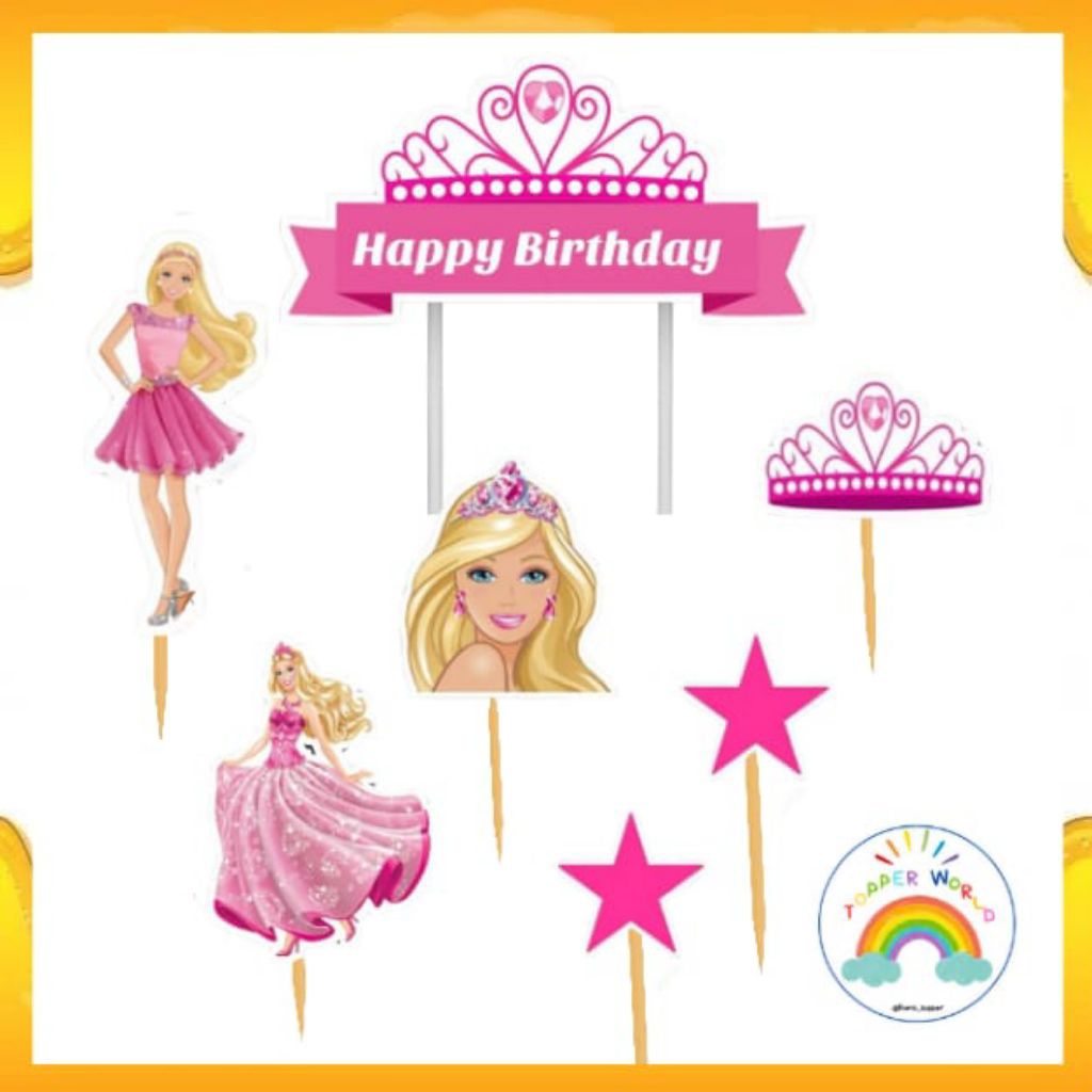Jual Topper Barbie/ Topper Cake Happy Birthday / Hiasan Kue Ulang tahun ...