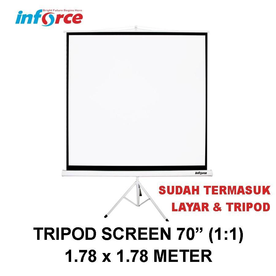 Jual Tripod Screen Projector 70 inch 1:1 1780 x 1780 cm / Layar Tripod Proyektor Inforce 70 inch ...