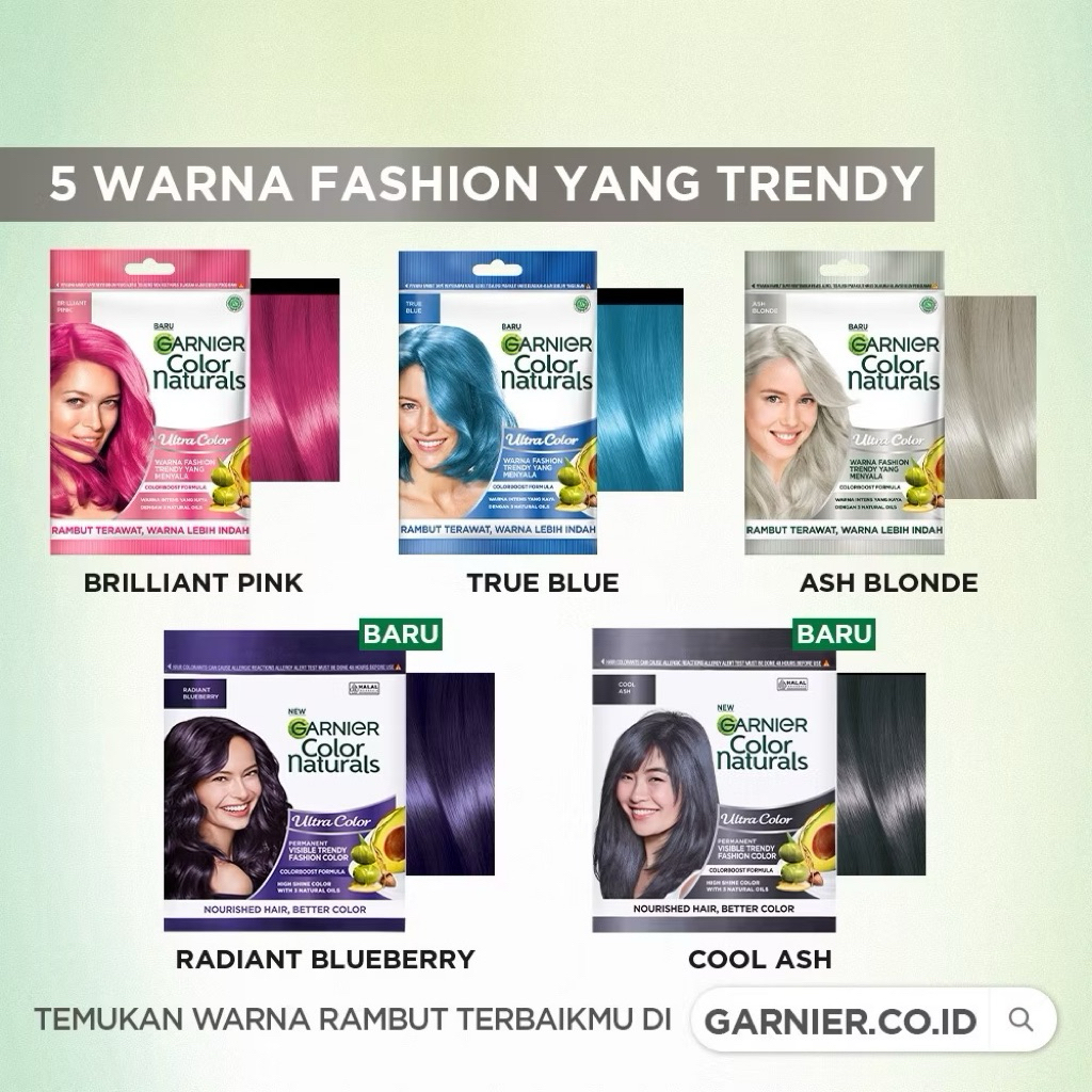 Jual GARNIER COLOR NATURALS ultra color ash blonde | true blue | red ...