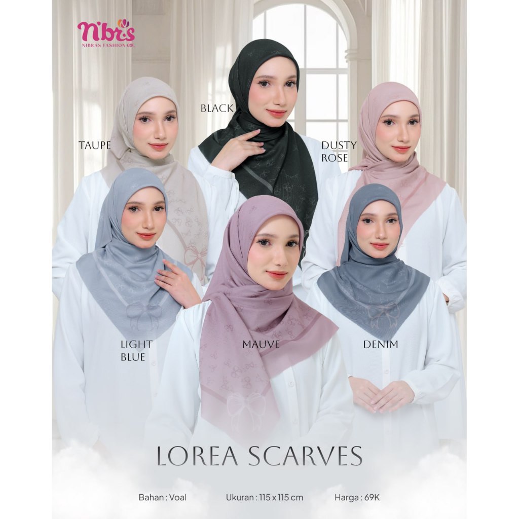 Jual NBRS Jilbab Nibras Lorea Scarves Jilbab Segiempat Hijab Bahan Voal ...
