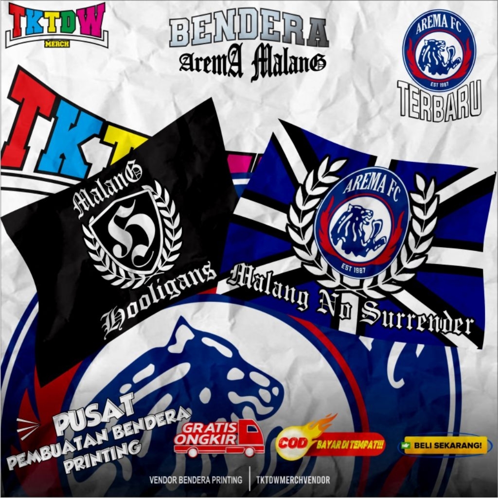 Jual BENDERA SUPORTER AREMA MALANG CUSTOM | Shopee Indonesia