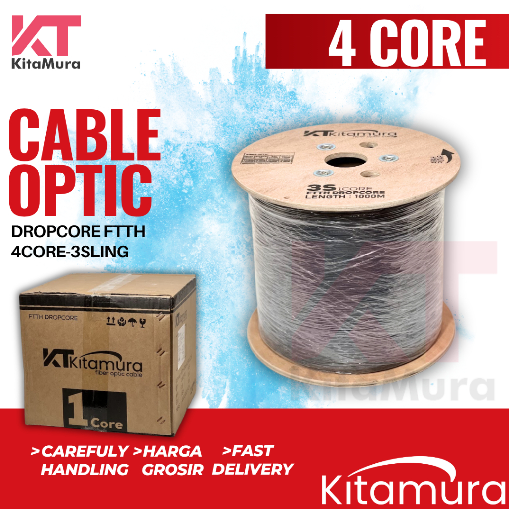 Jual Kabel DROPCORE FO 1000 Meter 1/2/4 Core 3 Seling Fiber Optic FTTH ...