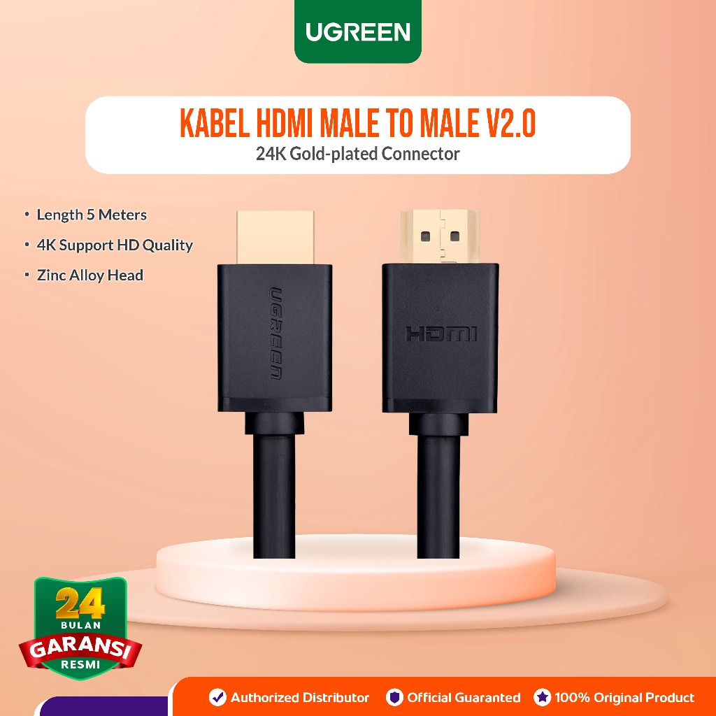 Jual UGREEN Kabel HDMI 5M 5 METER Male to Male V2.0 Support 4K Gold Plated Cable Versi 2.0 HD ...