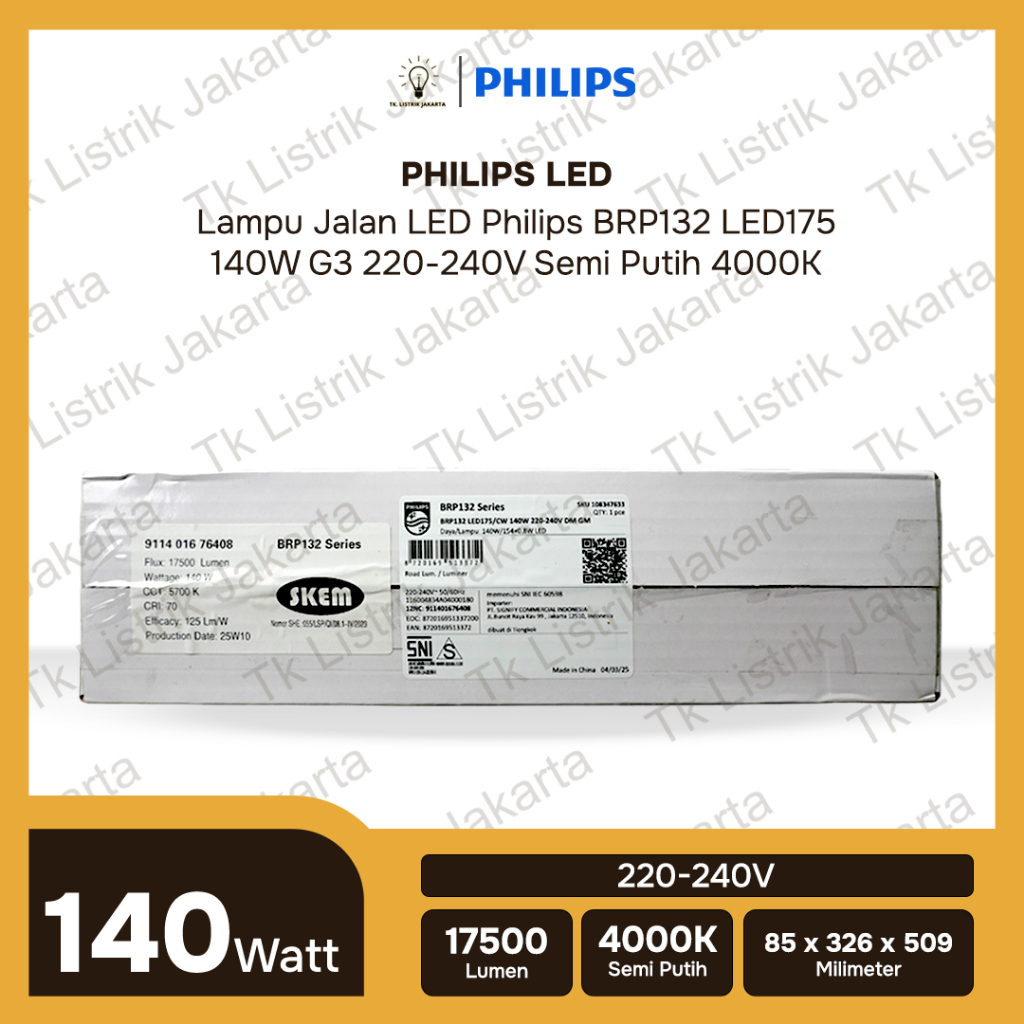 Jual Lampu Jalan LED Philips BRP132 LED175 140W G3 220-240V | Shopee ...