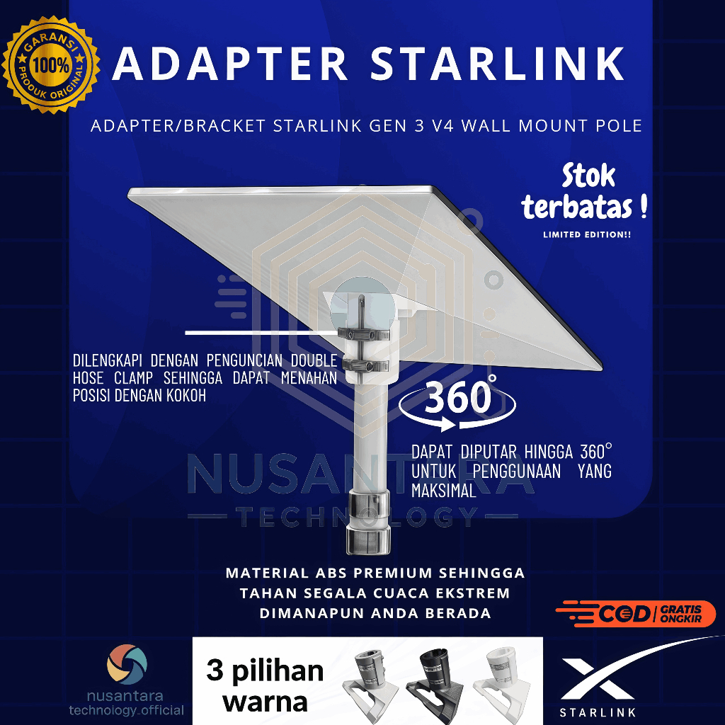 Jual BRACKET Starlink Gen 3 V4 360 Degree Pipe Bracket Adapter-3D Printed Mounting Pipa Pole ...