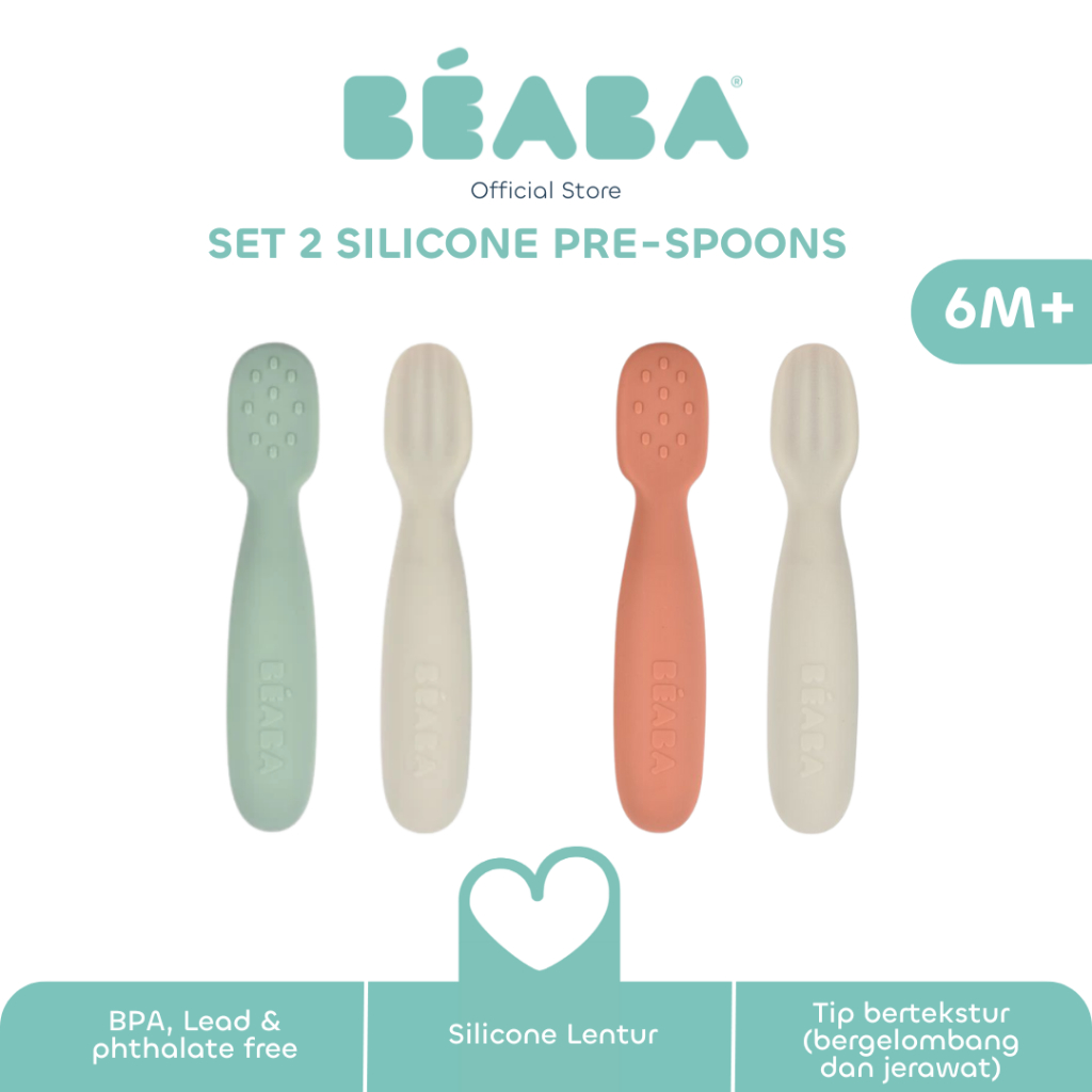 Jual Beaba Set 2 Silicone Pre-Spoons - Sendok Makan Untuk Bayi Balita ...