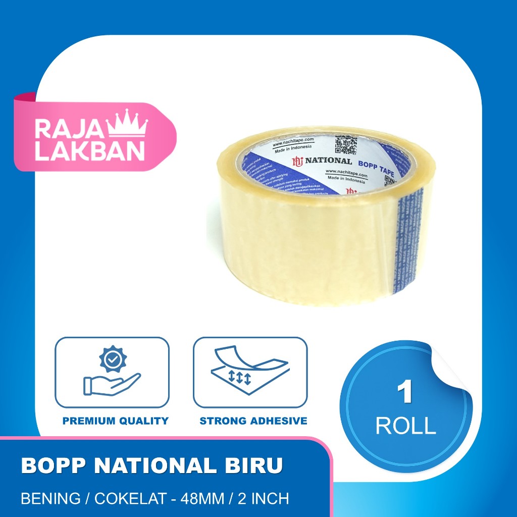 Jual Lakban Plakban Nachi OPP National Core Biru 2 inch 48mm 80 Yard ...