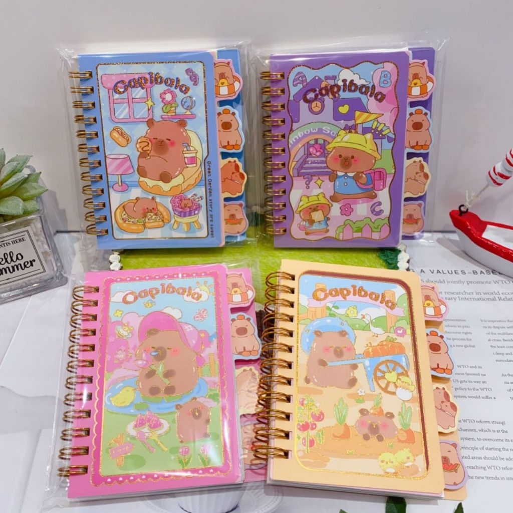 Jual Nana Notebook A7 Ring: Diary Kekinian CapyBara x Stitch Labubu ...