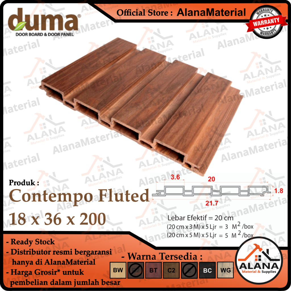 Jual Duma WPC Contempo Fluted 18 x 36 x 200 panjang 3m / 5m | Tipe merk ...
