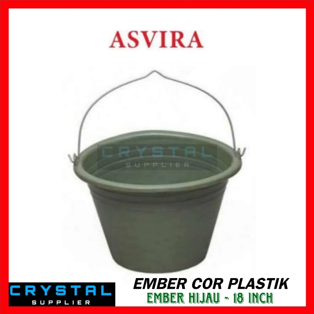 Jual Ember Plastik ASVIRA 18" inch Hijau - Ember Cor Bangunan Aduk Adukan | Shopee Indonesia