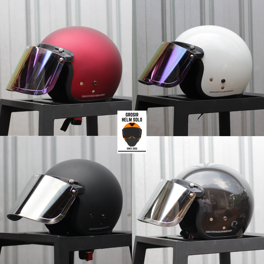 Jual HELM BOGO POLOS DEWASA PRIA WANITA WARNA SOLID TERBARU KACA SILVER ...