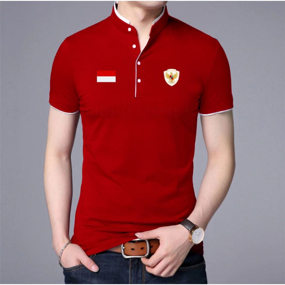 Jual Kaos Polo Merah Timnas Indonesia Pria Lengan Pendek DYRGO Polos ...