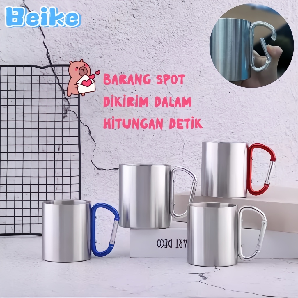 Jual Mug 220ml cangkir berkemah portabel luar ruangan baja tahan karat ...